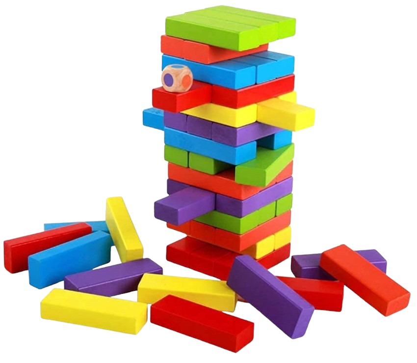 Wooden Block Jenga Colour - 54 Pieces - WD0073 | Tariq Book Store